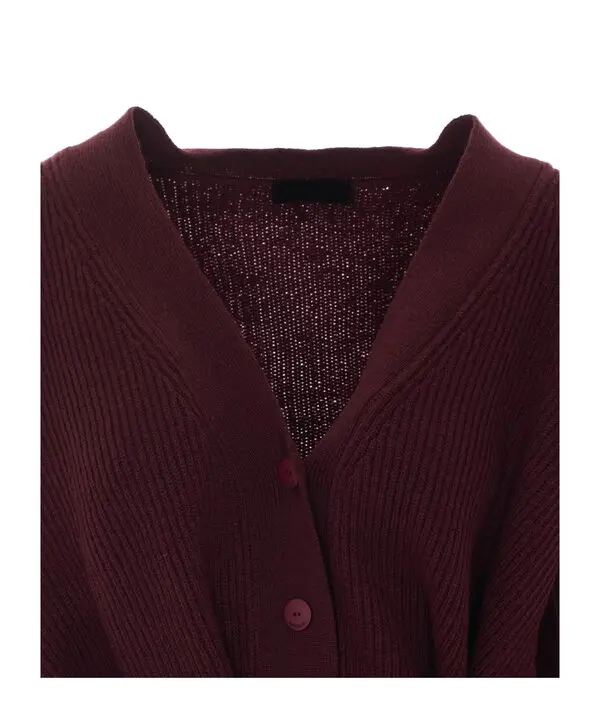 DONDUP V-neck Knitted Cardigan With Tie-waist