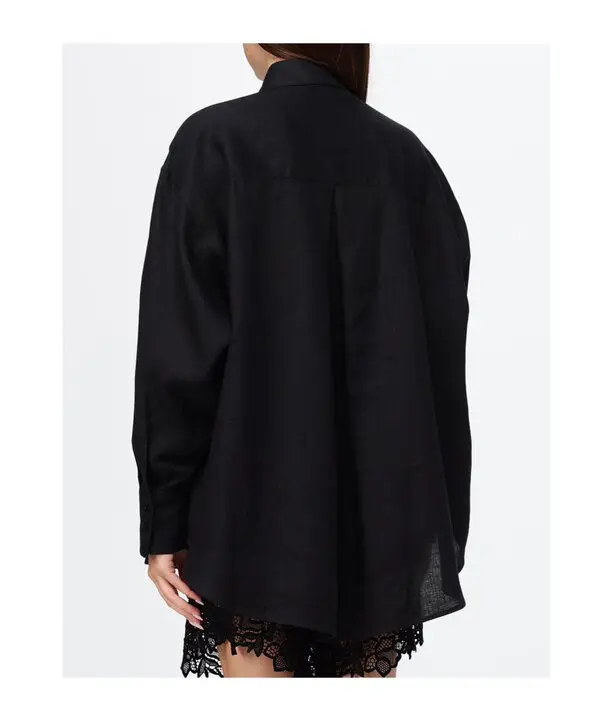 Ermanno Scervino Lace-embroidered Linen Shirt - Black