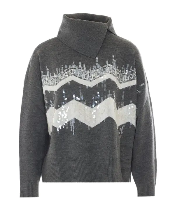 Liu Jo Sequined Intarsia Knitted Sweater