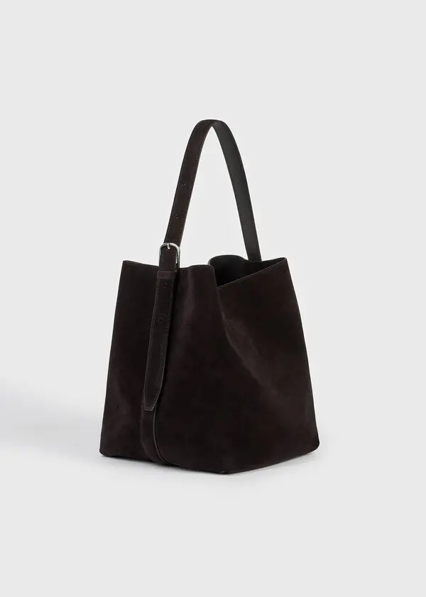 TOTEME Belted Suede Tote - Espresso