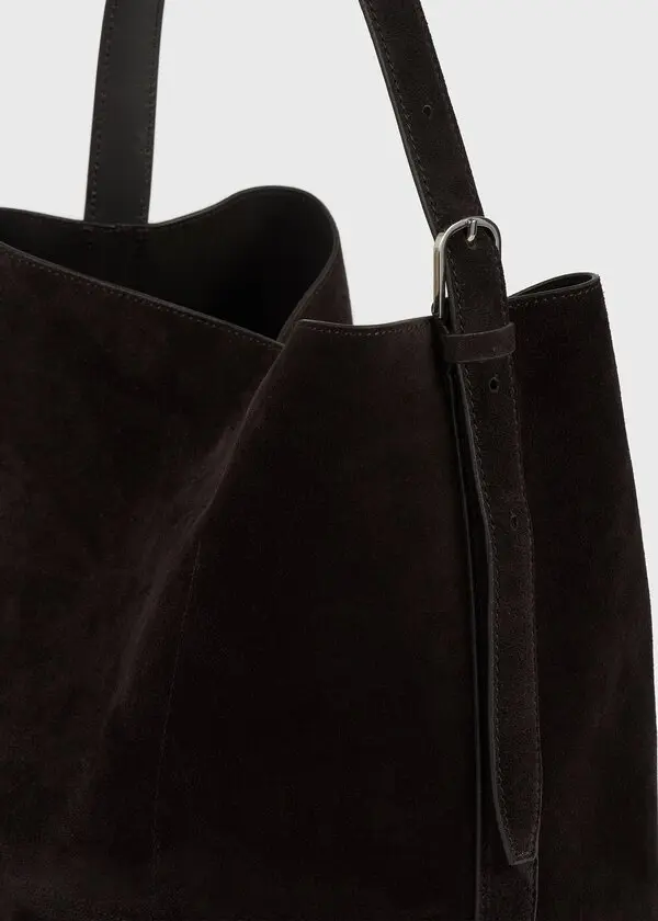 TOTEME Belted Suede Tote - Espresso