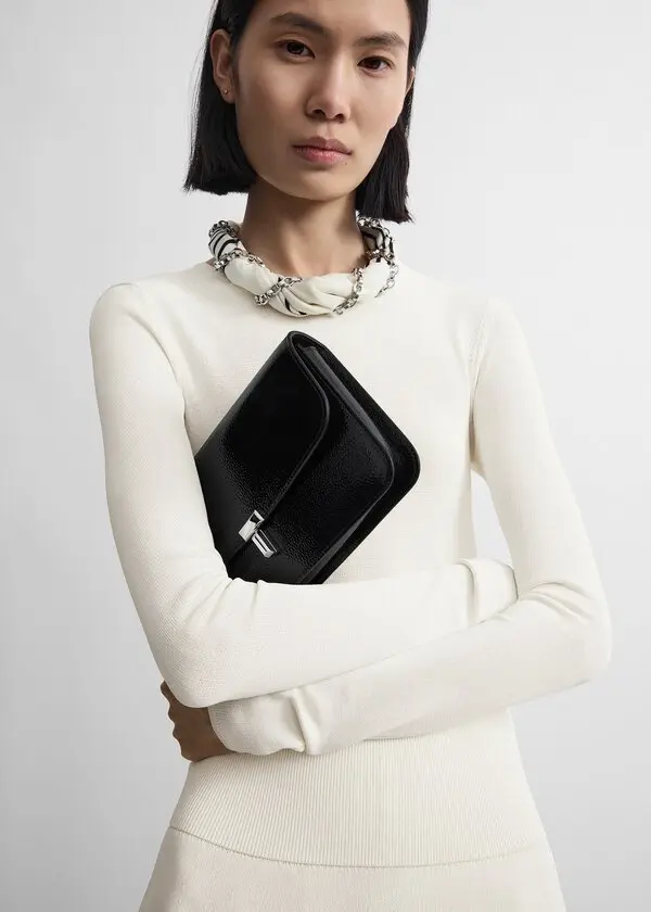 TOTEME T-lock Grained-patent Crossbody