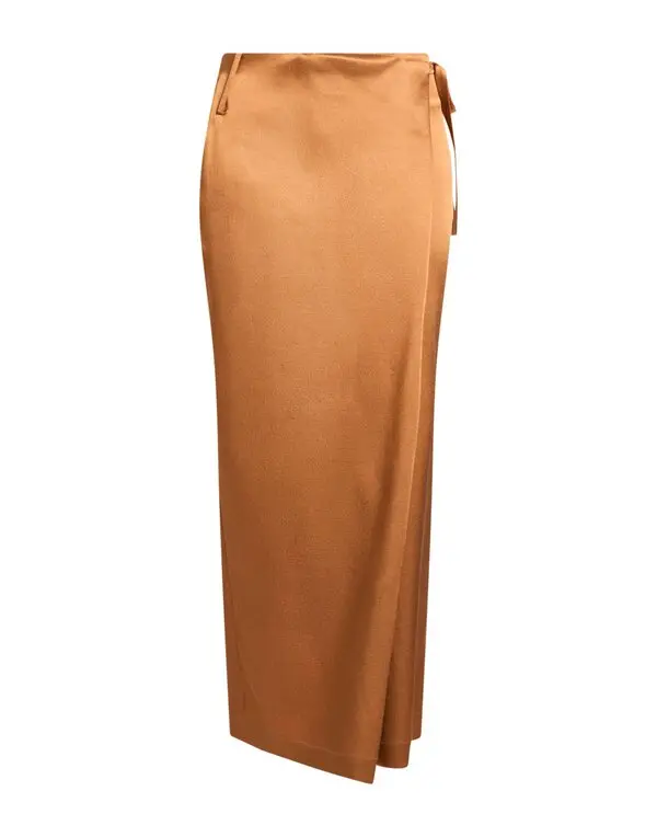 ALYSI Chocolat Maxi Skirt Rust Size Viscose, Virgin Wool, Cotton