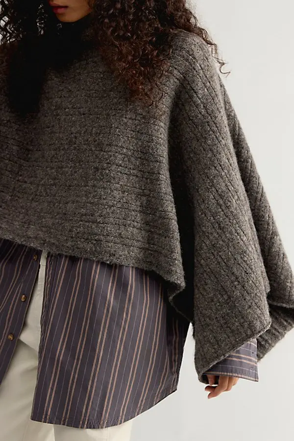 Free People Phoebe Poncho - Charcoal
