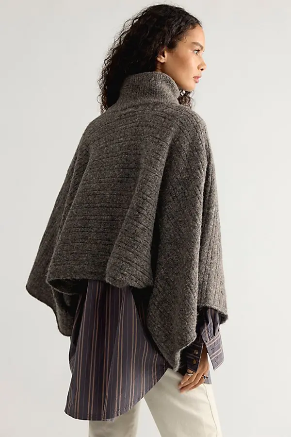 Free People Phoebe Poncho - Charcoal