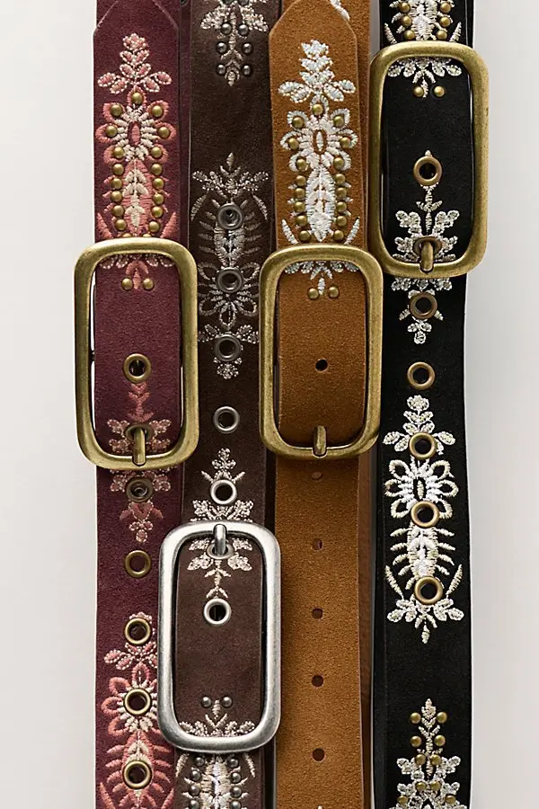 Free People Blossom Suede Belt - Black