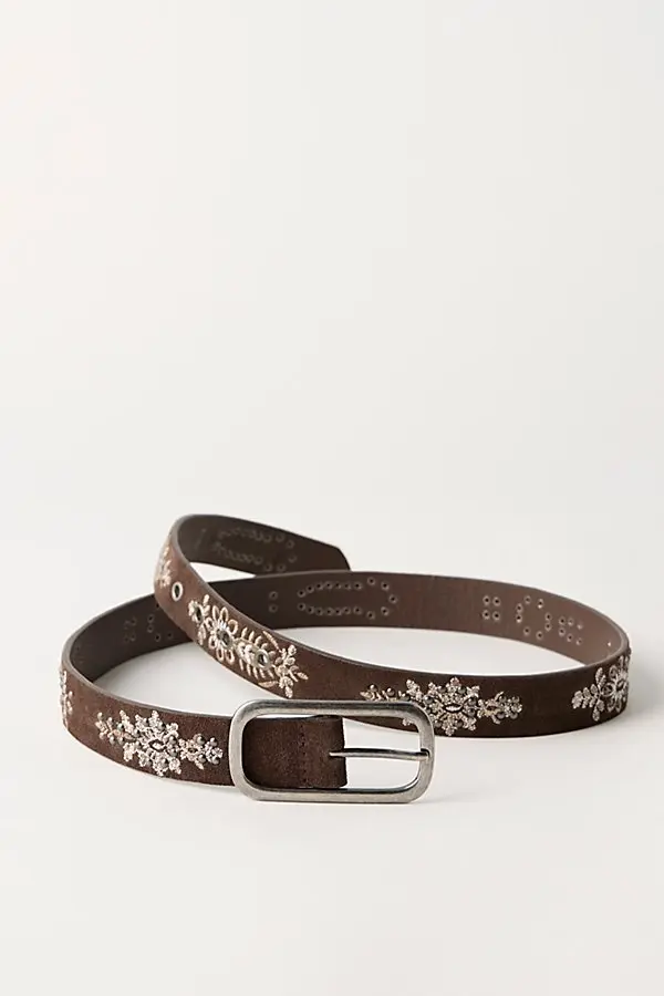 Free People Blossom Suede Belt - Coffee Bean
