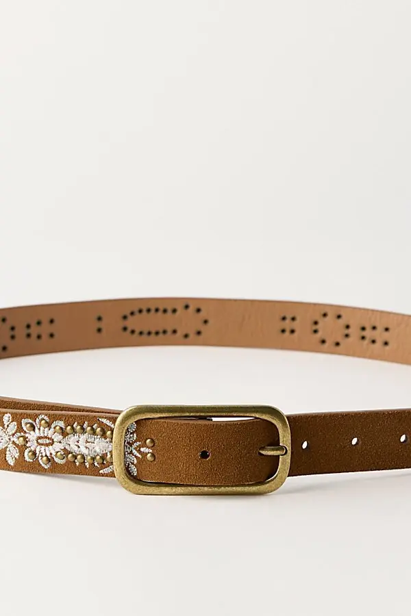 Free People Blossom Suede Belt - Cognac