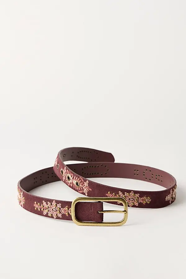 Free People Blossom Suede Belt - Fig