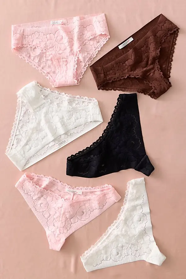 Free People Smooth Talking Lace Thong - Black