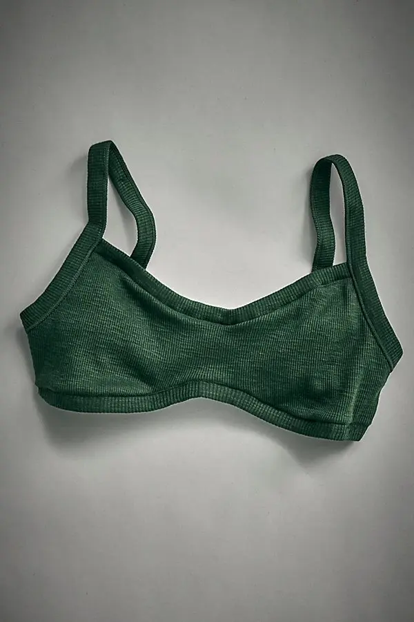 Free People Throw On Ribbed Bralette - Dark Green