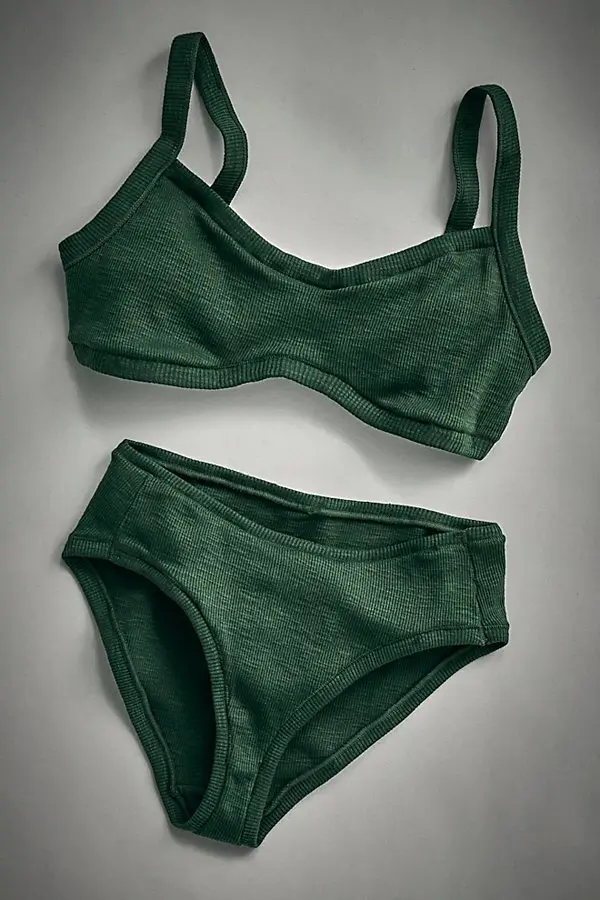 Free People Throw On Ribbed Bralette - Dark Green