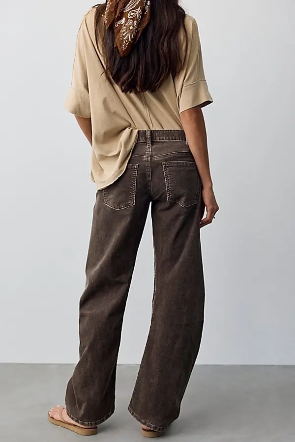 Free People Fable Washed Cord Low-rise Twisted Bowed Jeans