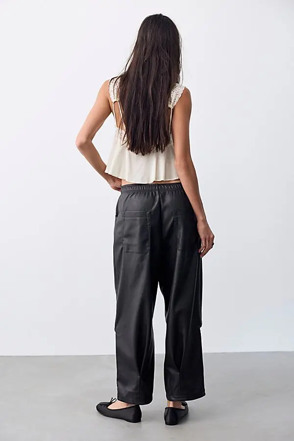 Free People Vegan Leather Pull-on Pants