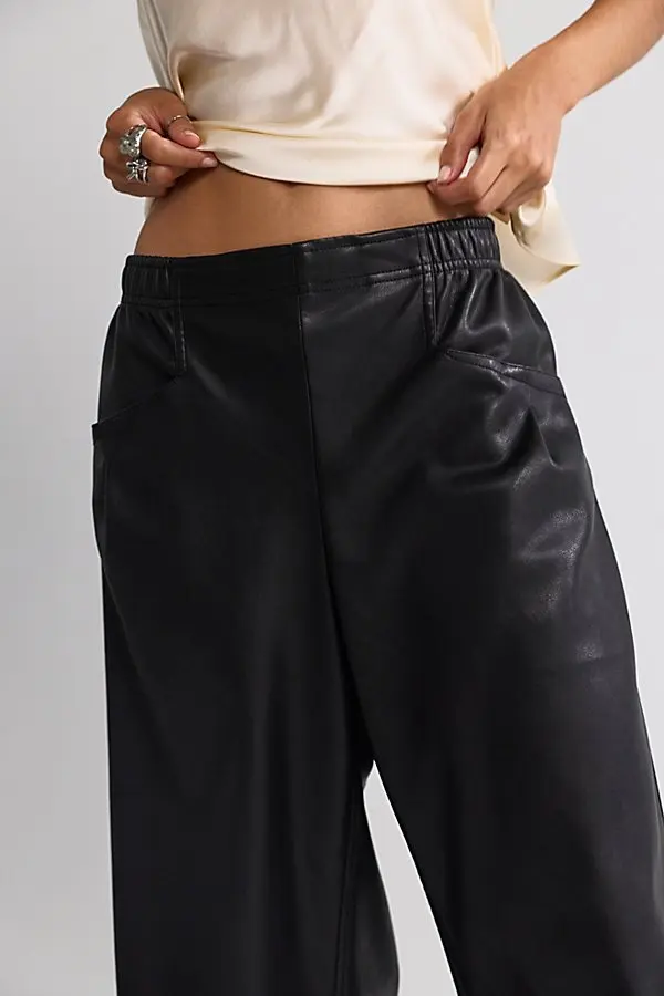 Free People Vegan Leather Pull-on Pants