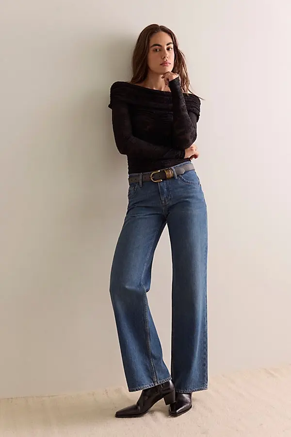 Free People Off-the-shoulder Ruched Bodysuit With Textured Lace