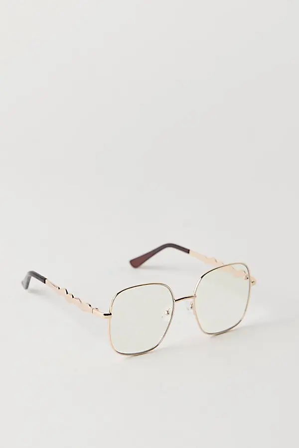 Free People Oversized Square Blue Light Glasses With Squiggly Detailing