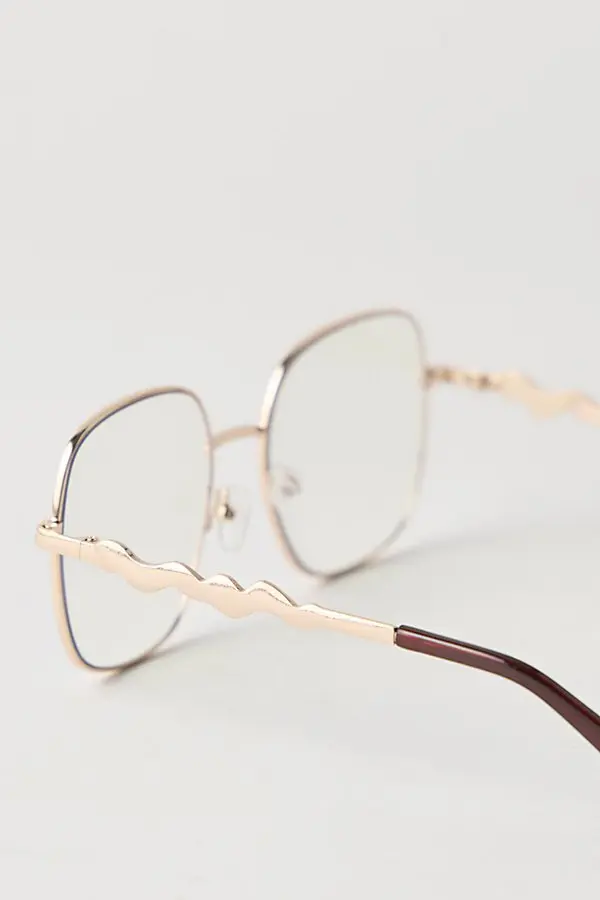 Free People Oversized Square Blue Light Glasses With Squiggly Detailing