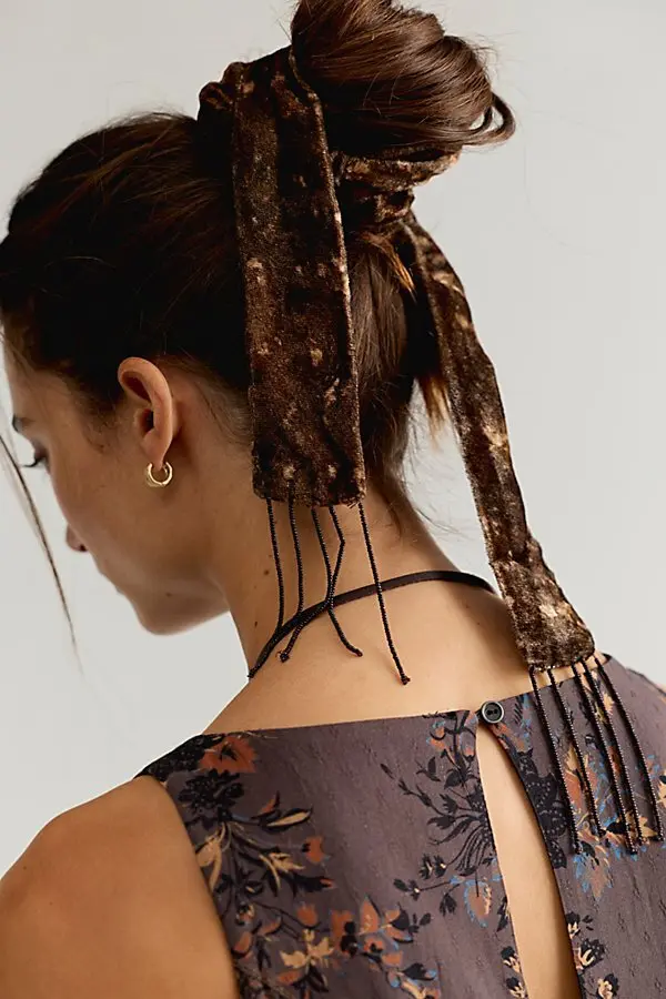 Free People Ella Velvet Pony Scarf - Chocolate