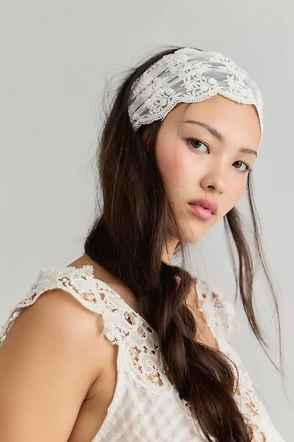 Free People Xl Solana Lace Headband - Ivory