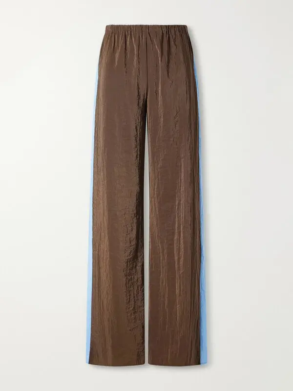 LA LIGNE Colby Recycled Crinkled-shell Wide-leg Pants - Brown