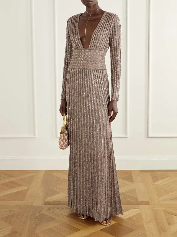 Missoni Ribbed Metallic Crochet-knit Maxi Dress