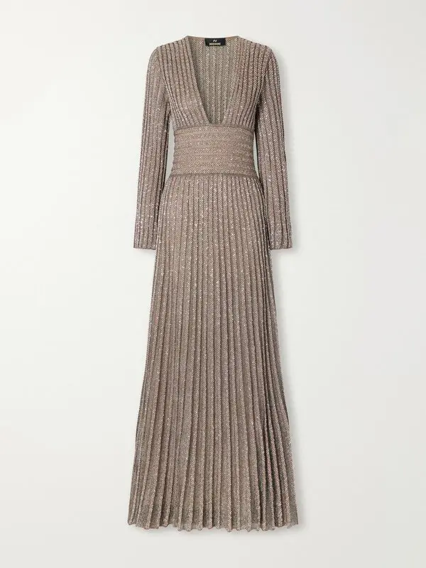 Missoni Ribbed Metallic Crochet-knit Maxi Dress - Pink