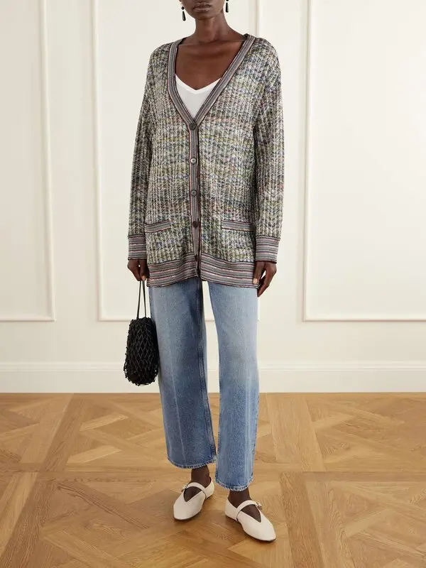 Missoni Striped Metallic Crochet-knit Cardigan