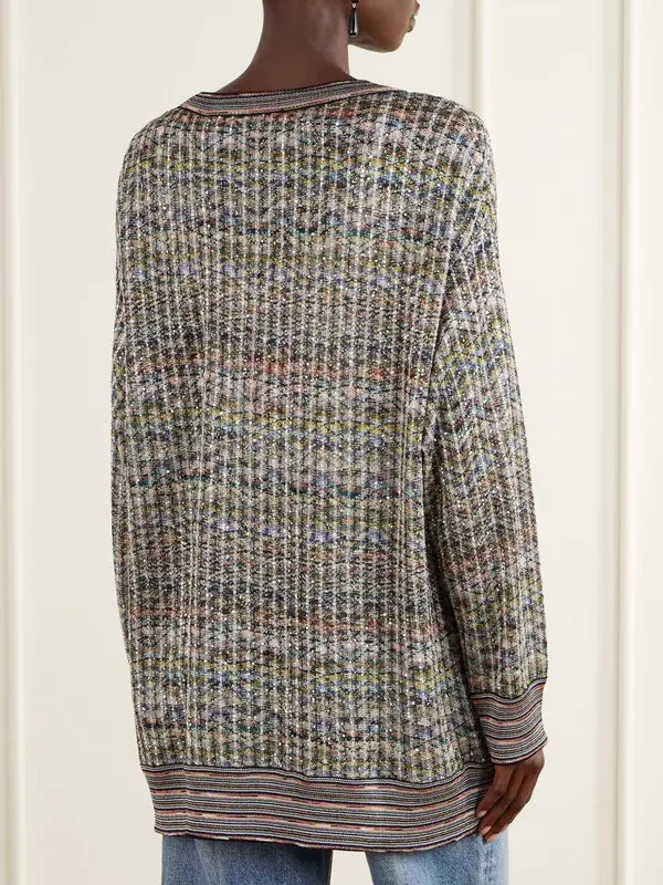 Missoni Striped Metallic Crochet-knit Cardigan