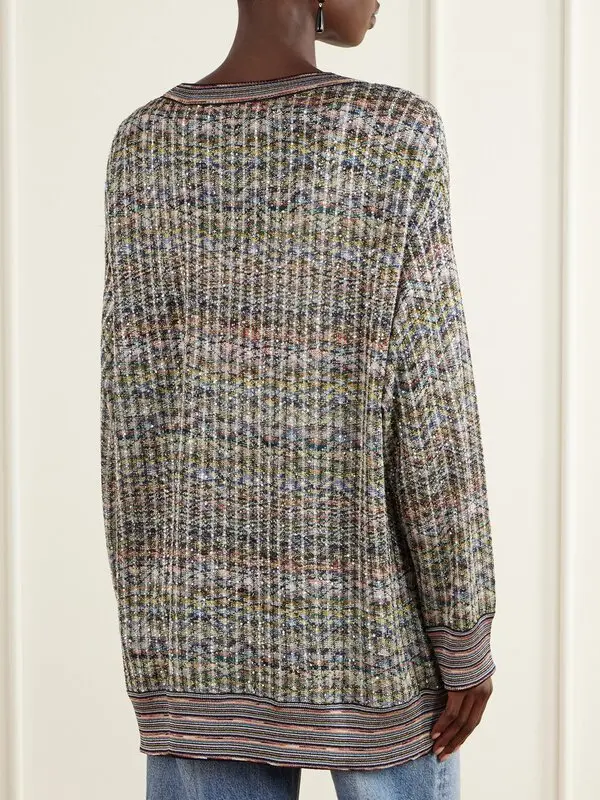Missoni Striped Metallic Crochet-knit Cardigan - Multi
