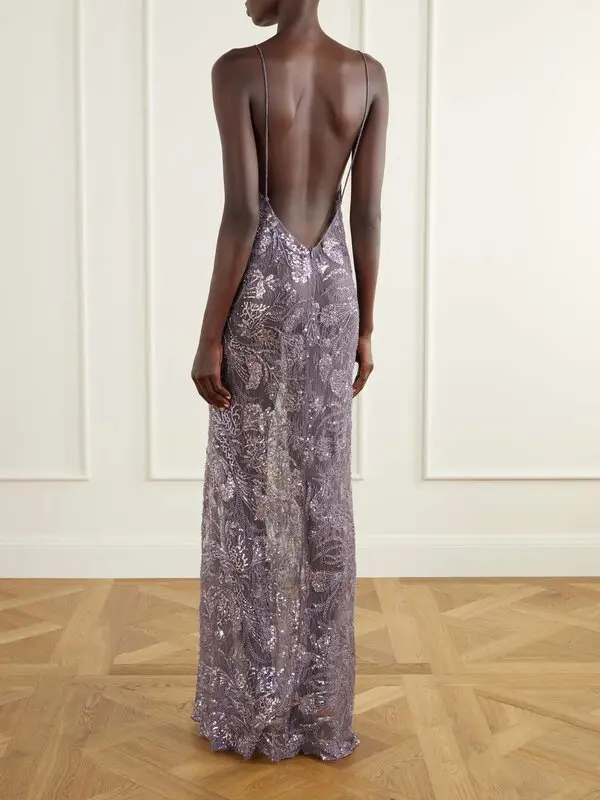 ILKYAZ OZEL Claudie Sequin-embellished Lace Gown