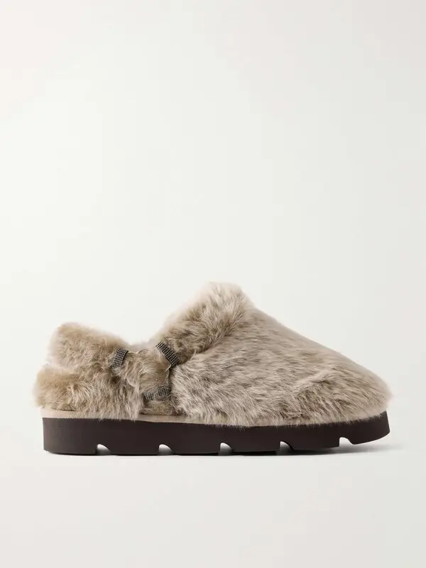 Brunello Cucinelli Monili-detailed Shearling Slip-ons