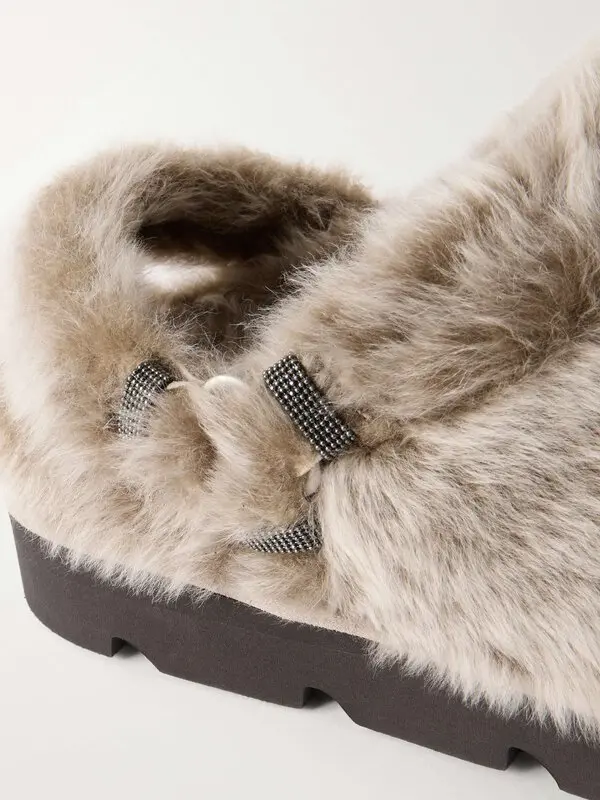 Brunello Cucinelli Monili-detailed Shearling Slip-ons