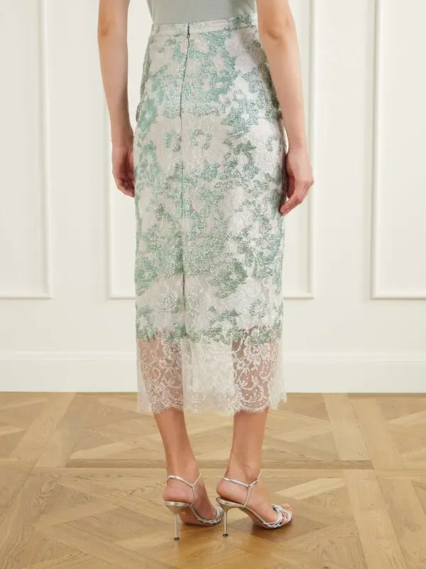 Costarellos Tamlin Sequin-embellished Lace Midi Skirt