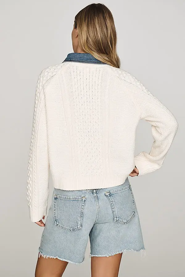 Central Park West Twofer Collared Sweater