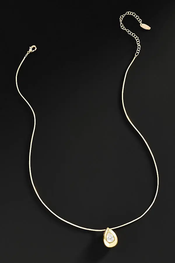 Anthropologie Crystal Teardrop Pendant Necklace