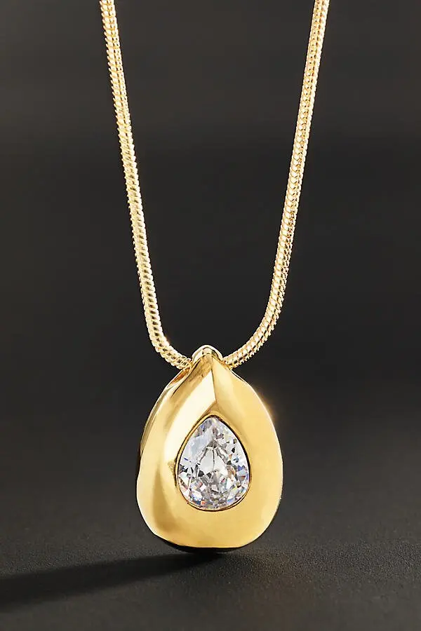 Anthropologie Crystal Teardrop Pendant Necklace