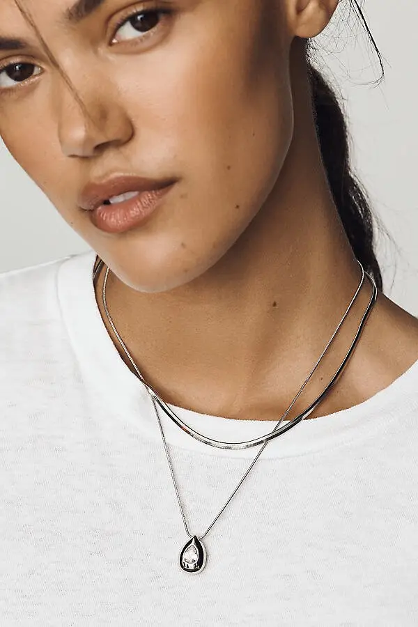 Anthropologie Crystal Teardrop Pendant Necklace