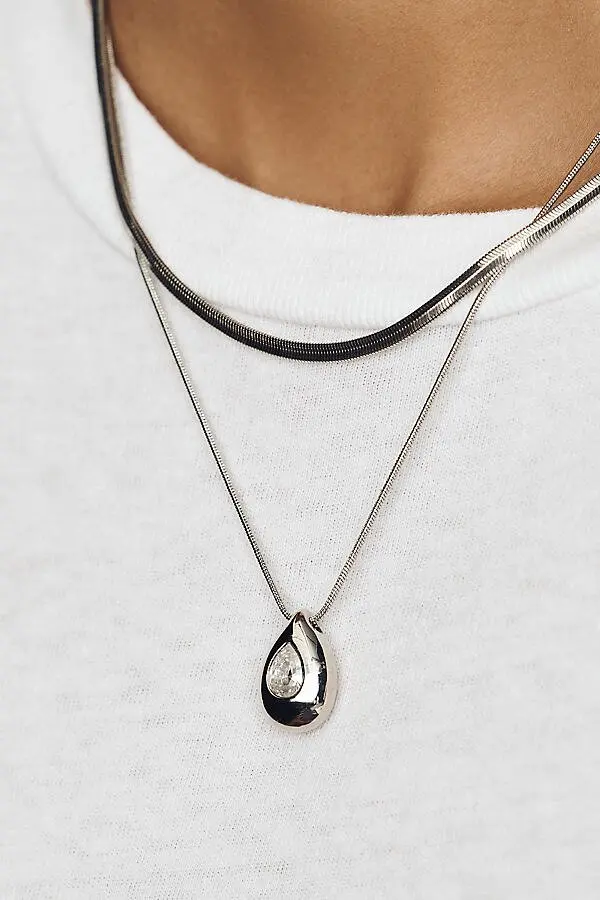 Anthropologie Crystal Teardrop Pendant Necklace