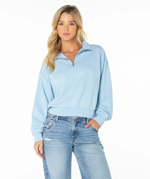 Roxy Half Moon Quarter Zip Top - Cerulean Solid