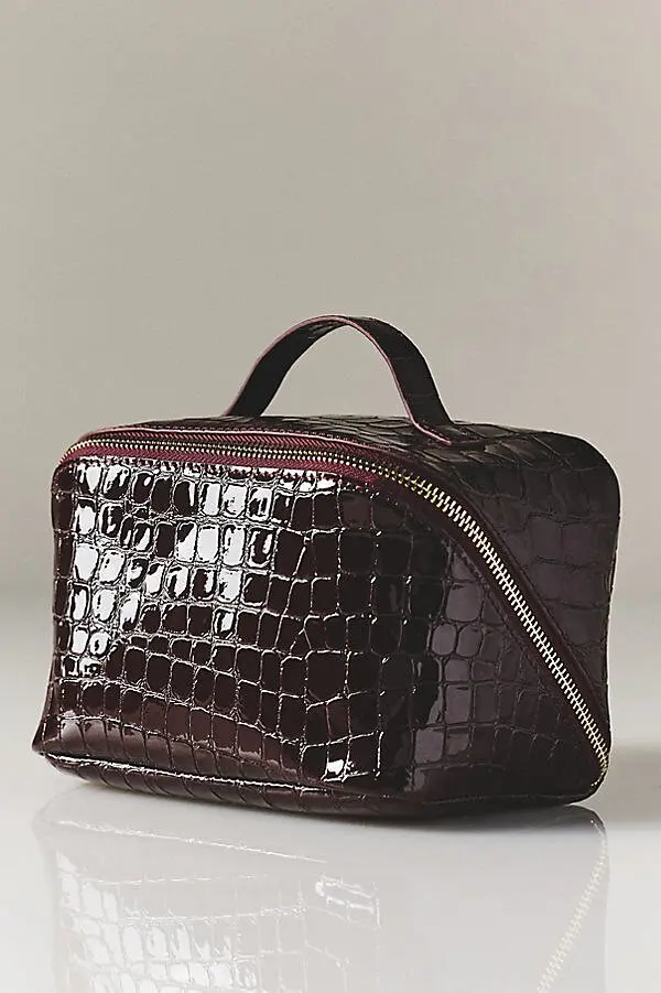 Anthropologie Top Handle Croc Cosmetic Bag