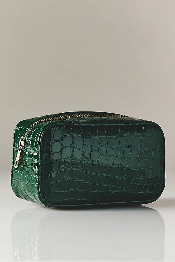 Anthropologie Rectangle Croc Cosmetic Bag