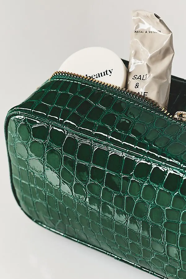 Anthropologie Rectangle Croc Cosmetic Bag