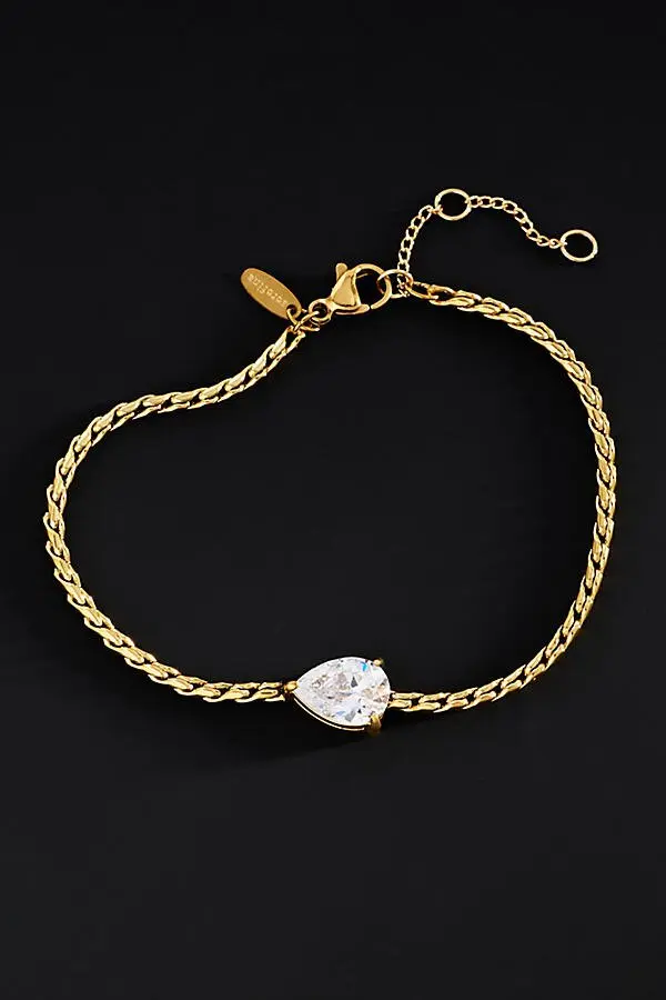 Anthropologie Demi-fine Pear Crystal Bracelet - Gold