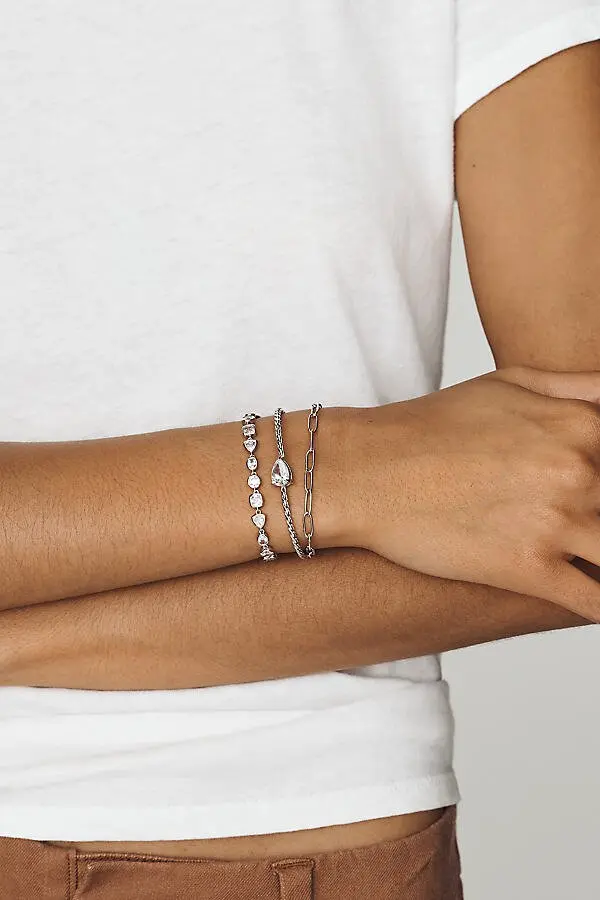 Anthropologie Demi-fe Pear Crystal Bracelet - Silver
