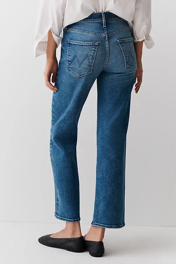 MOTHER Rambler Mid-rise Straight Zip Flood Jeans