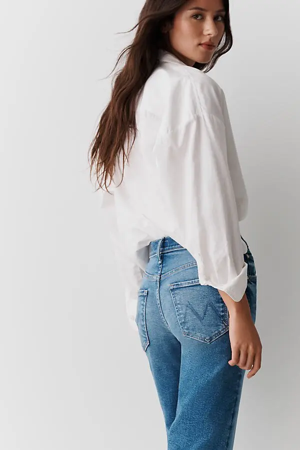 MOTHER Rambler Mid-rise Straight Zip Flood Jeans