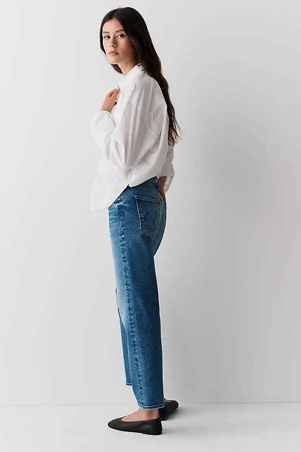 MOTHER Rambler Mid-rise Straight Zip Flood Jeans