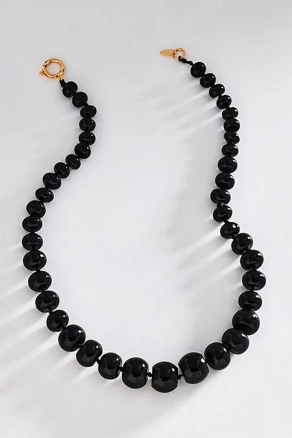 Anthropologie Chunky Beaded Necklace - Black