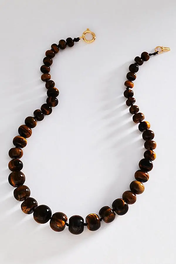 Anthropologie Chunky Beaded Necklace - Brown